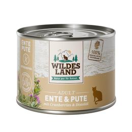 WILDES LAND Ente und Pute mit Cranberries Katzen-Nassfutter getreidefrei 6x200 g