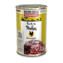 BEWI DOG Fleischkost Reich an Huhn Hunde-Nassfutter mit Omega-3-Fetts&auml;uren 6x400g