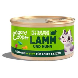 Edgard & Cooper St&uuml;ckchen in So&szlig;e Lamm und Huhn Katzen-Nassfutter getreidefrei 6x85g