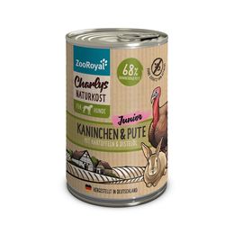 ZooRoyal Charlys Naturkost Junior Kaninchen & Pute mit Kartoffeln & Distelöl Hunde-Nassfutter getreidefrei 400g