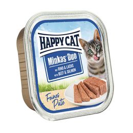 Happy Cat Minkas Duo Rind & Lachs Pat&eacute; Katzen-Nassfutter getreidefrei 16x100g