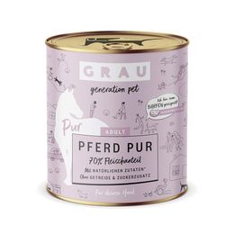 Grau Adult Pferd Pur Hunde-Nassfutter ohne Getreide- und Zuckerzusatz 6x800g