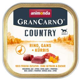 animonda GranCarno Country Adult Rind, Gans + K&uuml;rbis Hunde-Nassfutter ohne Getreide- und Zuckerzusatz 22x150g