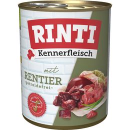 Rinti Kennerfleisch mit Rentier Hunde-Nassfutter getreidefrei 12x800g
