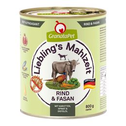 Granatapet Liebling's Mahlzeit Rind und Fasan Hunde-Nassfutter weizenfrei 6x800g