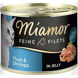Miamor Feine Filets in Jelly Thunfisch und Shrimps Katzen-Nassfutter hoher Fleischanteil 12x185g