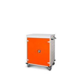 Laptopwagen mit Ladefunktion, 2-Punkt-Verriegelung, Feststellbremse, 16 F&auml;cher, B 920 x T 500 x H 1060, orange