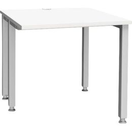 Sch&auml;fer Shop Sch&auml;fer Shop Genius Schreibtisch MODENA FLEX, 4-Fu&szlig;-Quadratrohr, verk&uuml;rzte Seitenteile, B 800 mm, wei&szlig;