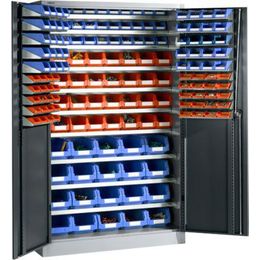 Sch&auml;fer Shop Magazinschrank, mit Ausstattung, B 1200 x T 500 x H 1935 mm, wei&szlig;aluminium/anthrazitgrau