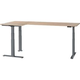 Sch&auml;fer Shop Sch&auml;fer Shop Genius Winkelschreibtisch Modena Flex, elektrisch h&ouml;henverstellbar, 90&deg; Winkel beidseitig, B 2000 x T 1600 mm, Eiche/anthrazit