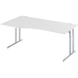 Sch&auml;fer Shop Sch&auml;fer Shop Select Schreibtisch COMBITEC, Freiform, Ansatz links, C-Fu&szlig;, B 1800 x T 1000/800 x H 677-817 mm, lichtgrau/wei&szlig;aluminium