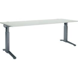 Sch&auml;fer Shop Sch&auml;fer Shop Genius Schreibtisch ERGOSTYLE S, manuell h&ouml;henverstellbar, Rechteck, C-Fu&szlig;, B 2000 x T 800 x H 675-895 mm, lichtgrau/anthrazit