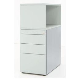 Sch&auml;fer Shop Sch&auml;fer Shop Genius Standcontainer mit Aufsatzregal, abschlie&szlig;bar, seitliche Griffnut, lichtgrau