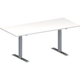 Sch&auml;fer Shop Sch&auml;fer Shop Genius Konferenztisch MODENA FLEX, Rechteck, T-Fu&szlig; Rechteckrohr, B 1800 x T 800 x H 650-850 mm, wei&szlig;/wei&szlig;aluminium RAL 9006