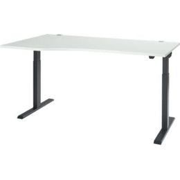 Sch&auml;fer Shop Sch&auml;fer Shop Select Schreibtisch ERGO-T 2.0, elektrisch h&ouml;henverstellbar, Freiform Ansatz links, T-Fu&szlig;, B 1800 x H 715-1205 mm, lichtgrau/anthrazit