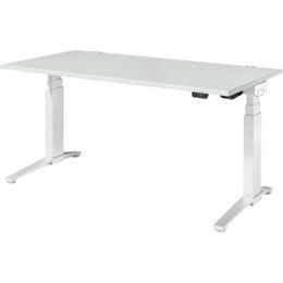 Sch&auml;fer Shop Sch&auml;fer Shop Genius Schreibtisch ERGOSTYLE S, Rechteck, elektrisch h&ouml;henverstellbar, zweistufig, C-Fu&szlig;, B 1600 x T 800 x H 635-1305 mm, inkl. Memory Master, lichtgrau/wei&szlig;