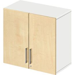 Sch&auml;fer Shop Sch&auml;fer Shop Select Aufsatzschrank LOGIN, 2 Ordnerh&ouml;hen, Griffe unten, B 800 x T 420 x H 726 mm, wei&szlig;/Ahorn Dekor