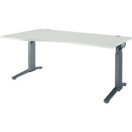 Sch&auml;fer Shop Sch&auml;fer Shop Genius Schreibtisch ERGOSTYLE S, manuell h&ouml;henverstellbar, Rechteck, C-Fu&szlig;, Ansatz links, B 1800 x T 800/1000 x H 675-895 mm, lichtgrau/anthrazit