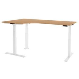 Sch&auml;fer Shop Sch&auml;fer Shop Genius Winkelschreibtisch Modena Flex, elektrisch h&ouml;henverstellbar, 90&deg; Winkel, T-Fu&szlig;, B 2000 mm, Buche/wei&szlig;