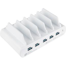 USB-Desktop-Schnellladestation Good Connections, 10er-Port mit 5 x USB-C + 5 x USB-A, Leistung 110 W, wei&szlig;