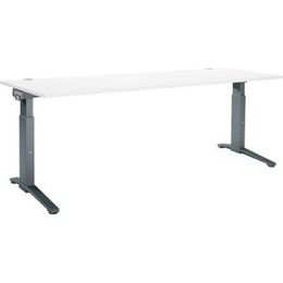 Sch&auml;fer Shop Sch&auml;fer Shop Genius Schreibtisch ERGOSTYLE S, manuell h&ouml;henverstellbar, Rechteck, C-Fu&szlig;, B 2000 x T 800 x H 675-895 mm, wei&szlig;/anthrazit