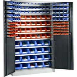 Sch&auml;fer Shop Magazinschrank, mit Ausstattung, B 1200 x T 500 x H 1935 mm, lichtgrau/anthrazitgrau