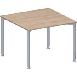 Sch&auml;fer Shop Sch&auml;fer Shop Genius Anbautisch MODENA FLEX, h&ouml;henverstellbar, Quadrat-Form, 4-Fu&szlig; Rundrohr, B 1000 x T 1000 mm, Eiche-Dekor
