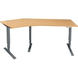 Sch&auml;fer Shop Sch&auml;fer Shop Genius Winkelschreibtisch AERO FLEX, elektrisch h&ouml;henverstellbar, 135&deg; Winkel links, B 2165 mm, Buche/anthrazit + Memorypanel