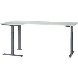 Sch&auml;fer Shop Sch&auml;fer Shop Genius Winkelschreibtisch Modena Flex, elektrisch h&ouml;henverstellbar, 90&deg; Winkel beidseitig, B 2000 x T 1600 mm, lichtgrau/anthrazit