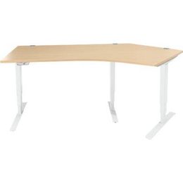 Sch&auml;fer Shop Sch&auml;fer Shop Genius Winkelschreibtisch AERO FLEX, elektrisch h&ouml;henverstellbar, 135&deg; Winkel rechts, B 2165 mm, Ahorn/wei&szlig; + Memorypanel