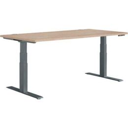 Sch&auml;fer Shop Sch&auml;fer Shop Genius Schreibtisch MODENA FLEX, elektrisch h&ouml;henverstellbar, Rechteck, T-Fu&szlig;, B 1600 x T 800 mm, Eiche/anthrazit