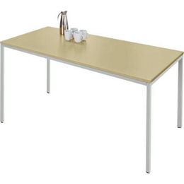 Sch&auml;fer Shop Sch&auml;fer Shop Pure Stahlrohrtisch, Rechteck, Quadratrohrfu&szlig;, B 1600 x T 700 x H 720 mm, Ahorn/wei&szlig;aluminium