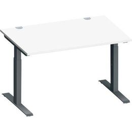 Sch&auml;fer Shop Sch&auml;fer Shop Genius Schreibtisch MODENA FLEX, Rechteck, T-Fu&szlig; Rechteckrohr, B 1200 x T 800 x H 650-850 mm, wei&szlig;/anthrazit