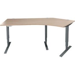 Sch&auml;fer Shop Sch&auml;fer Shop Genius Winkelschreibtisch AERO FLEX, elektrisch h&ouml;henverstellbar, 135&deg; Winkel rechts, B 2165 mm, Eiche/anthrazit + Memorypanel