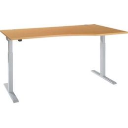 Sch&auml;fer Shop Sch&auml;fer Shop Select Schreibtisch ERGO-T 2.0, elektrisch h&ouml;henverstellbar, Freiform Ansatz rechts, T-Fu&szlig;, B 1800 x H 715-1205 mm, Buche/wei&szlig;alu
