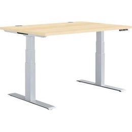Schäfer Shop Schäfer Shop Genius Schreibtisch MODENA FLEX, elektrisch höhenverstellbar, Rechteck, T-Fuß, B 1200 x T 800 mm, Ahorn/weißalu