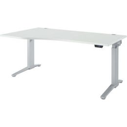 Sch&auml;fer Shop Sch&auml;fer Shop Genius Schreibtisch ERGOSTYLE S, elektrisch h&ouml;henverstellbar, einstufig, Ansatz links, C-Fu&szlig;, B 1800 x T 800/1000 x H 715-1182 mm, inkl. Memory Master, lichtgrau/wei&szlig;aluminium
