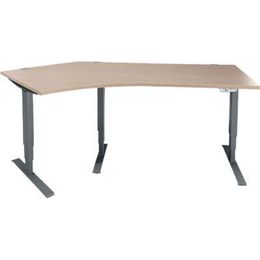 Sch&auml;fer Shop Sch&auml;fer Shop Genius Winkelschreibtisch AERO FLEX, elektrisch h&ouml;henverstellbar, 135&deg; Winkel rechts, B 2165 mm, Eiche/anthrazit + Memorypanel