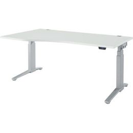 Sch&auml;fer Shop Sch&auml;fer Shop Genius Schreibtisch ERGOSTYLE S, elektrisch h&ouml;henverstellbar, Ansatz links, zweistufig, C-Fu&szlig;, B 1800 x T 800/1000 x H 645-1305 mm, inkl. Memory Master, lichtgrau/wei&szlig;aluminium
