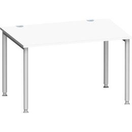 Sch&auml;fer Shop Sch&auml;fer Shop Genius Schreibtisch MODENA FLEX, 4-Fu&szlig;-Rundrohr, B 1200 x T 800 mm, wei&szlig;/wei&szlig;alu