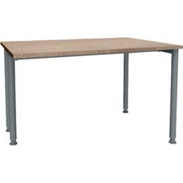 Sch&auml;fer Shop Sch&auml;fer Shop Genius Schreibtisch MODENA FLEX, Breite 1200 mm, einseitig verk&uuml;rzt, Eiche/wei&szlig;aluminium