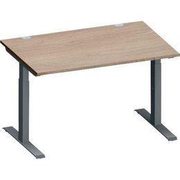 Sch&auml;fer Shop Sch&auml;fer Shop Genius Schreibtisch MODENA FLEX, Rechteck, T-Fu&szlig; Rechteckrohr, B 1200 x T 800 x H 650-850 mm, Eiche/anthrazit