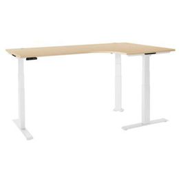 Sch&auml;fer Shop Sch&auml;fer Shop Genius Winkelschreibtisch Modena Flex, elektrisch h&ouml;henverstellbar, 90&deg; Winkel, T-Fu&szlig;, B 2000 mm, Ahorn/wei&szlig;