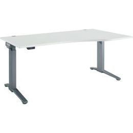 Sch&auml;fer Shop Sch&auml;fer Shop Genius Schreibtisch ERGOSTYLE S, elektrisch h&ouml;henverstellbar, einstufig, Ansatz rechts, C-Fu&szlig;, B 1800 x T 800/1000 x H 715-1182 mm, inkl. Memory Master, lichtgrau/anthrazit