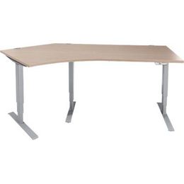 Sch&auml;fer Shop Sch&auml;fer Shop Genius Winkelschreibtisch AERO FLEX, elektrisch h&ouml;henverstellbar, 135&deg; Winkel links, B 2165 mm, Eiche/wei&szlig;alu + Memorypanel