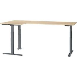 Sch&auml;fer Shop Sch&auml;fer Shop Genius Winkelschreibtisch Modena Flex, elektrisch h&ouml;henverstellbar, 90&deg; Winkel beidseitig, B 2000 x T 1600 mm, Ahorn/anthrazit