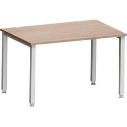 Schäfer Shop Schreibtisch MODENA FLEX, Quadrat, 4-Fuß Quadratrohr, B 1200 x T 800 x H 720-820 mm, Eiche/weißaluminium