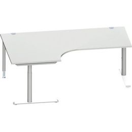 Sch&auml;fer Shop Sch&auml;fer Shop Genius Winkelschreibtisch MODENA FLEX 90&deg;, Ansatz links, C-Fu&szlig;-Rundrohr, B 2000 mm, lichtgrau