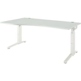 Sch&auml;fer Shop Sch&auml;fer Shop Genius Schreibtisch ERGOSTYLE S, manuell h&ouml;henverstellbar, Rechteck, C-Fu&szlig;, Ansatz links, B 1800 x T 800/1000 x H 675-895 mm, lichtgrau/wei&szlig;