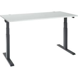 Sch&auml;fer Shop Sch&auml;fer Shop Select Schreibtisch ERGO-T 2.0, elektrisch h&ouml;henverstellbar, Rechteck, T-Fu&szlig;, B 1600 x T 800 x H 640-1300 mm, lichtgrau/anthrazit